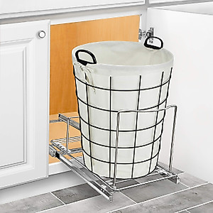 Lynk Professional® Pull Out Trash Can Under Cabinet Slide Out Organizer, Slide Out Adjustable Shelf for Trash Cans, Laundry Hampers, and Bath Bins - Chrome (Trash Can Not Included)
