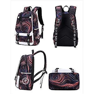 JiaYou Boys Backpack High Middle School Bag Laptop Casual Daypack with USB charging port for Men College Students(White Black,25 Liters)