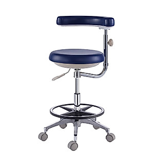Mobile Chair Nurse's Stools with Backrest PU Leather Light Blue (1#)