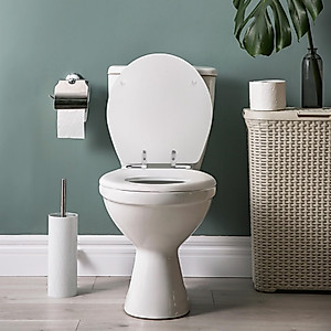 Dalton Toilet Seat Round Soft Close – White Wooden Round Standard Toilet Seat for Bathroom – Design House, 544296