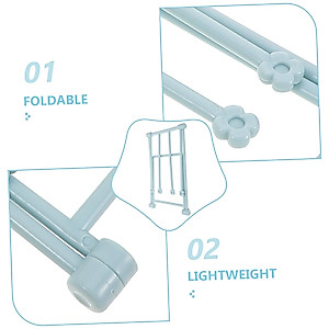 MAGICLULU Hand Towel Holder, Foldable Bathroom Towel Racks, Countertop Towel Stand, Z-Shape Towel Holder for Kitchen Bath Cloth Paper Roll Dishcloth Tower Bar Blue