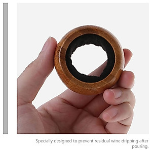 Hemoton 4Pcs Wine Bottle Collars, Wine Drip Ring Wine Bottle Neck Catcher Reusable Wooden Ring Drip Stoppers for Wine Bottles, Wine Stop Accessories for Bar and Home