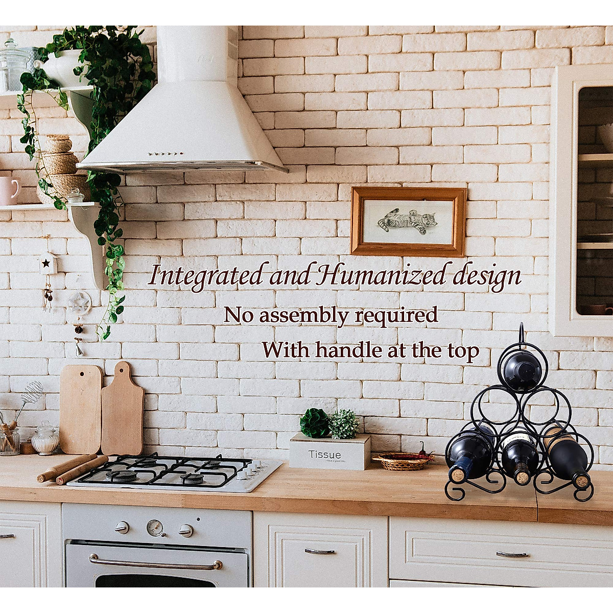 Tabletop Wine Rack, 6 Wine Bottle Holder Stand for Counter, No Assembly Required Small Metal Wine Rack Countertop, Freestanding Black Wire Wine Bottle Storage Rack, Wine Organizer Bar Cart Accessories