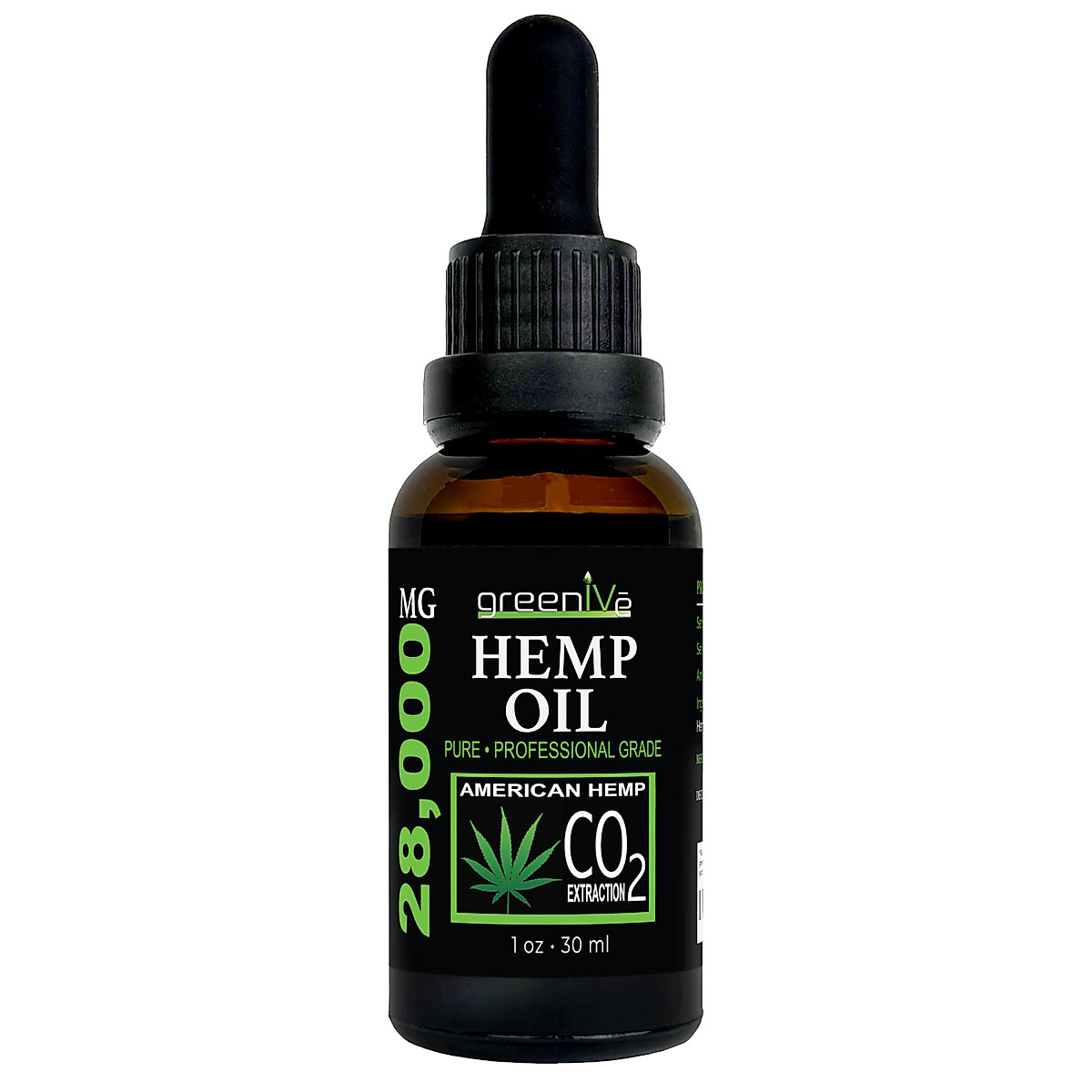 GreenIVe Hemp Drops 28,000mg Organically Grown Pure Hemp Oil Drops Vegan Omegas Natural Potent Results