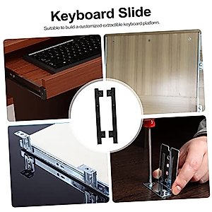 Abaodam 3 Pairs Keyboard Rails Kitchen Cabinet Accessories Computer Stand Desktop Accessories Drawer Sliding Rail Keyboard Rail Rack Computer Drawer Tray Durable Keyboard Slide Table Ball