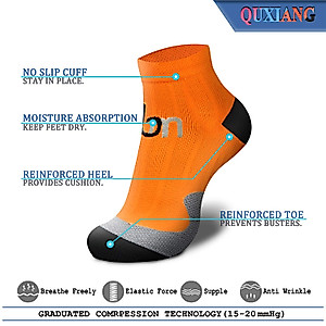 QUXIANG Compression Socks for Women & Men Circulation 3/6/7 Pairs Arch Ankle Support 15-20 mmHg Best for Running Cycling (Multi 04,L/XL)