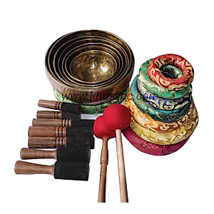 Singing Bowl set of 7,Antique~ Hand hammered Seven chakra Singing Bowls,for chakra healing, meditation, Zen-practice .Crafted in Nepal.