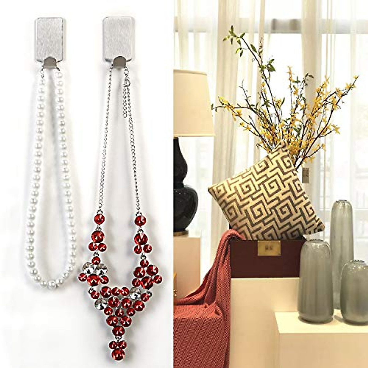 JINSHUNFA Adhesive Hooks, 304 Stainless Steel Towel Hooks Brushed Wall Hooks Sticky Hangers for Keys, Coats, Robe, Bags, Home, Kitchen, Bathroom (Set of 16) Utility Hooks