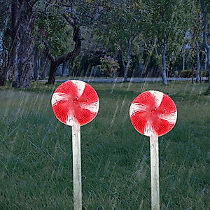 PRETYZOOM Solar Pathway Lights 1 Set Christmas Pathway Marker Light LED Solar Powered Xmas Candy Lollipop Ground Plug Light Lollipops Peppermint Sign for Home Garden Patio Solar Lights