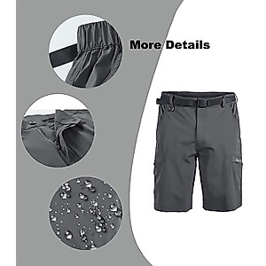 ROXJOURNEY Men's Hiking Shorts Quick Dry Lightweight Outdoor Sports Hiking Shorts Stretch Quick Dry Shorts with Pockets (XX-Large, Gray)