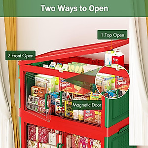 Fangtueh 140GAL Christmas Storage Bins with Lid and Wheels, Large Christmas Storage Totes with Lid, Stackable Christmas Storage Containers for Ornament, Holiday Decoration Red and Green Totes, 4 Pack