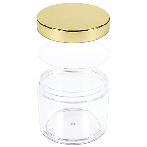 Beauticom 120g/120ml (4 Fl Oz) Thick Double Wall Leak-Proof Round Clear Plastic Jars with Flat Top Lids for Creams, Lotions, Powders, Glitters, Charms, and more… (Color: Gold Lid, Quantity: 12 Pieces)