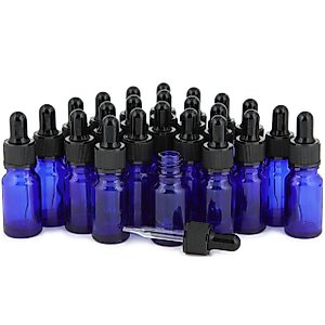 Vivaplex, 24, Cobalt Blue, 10 ml (1/3 oz) Glass Bottles, with Glass Eye Droppers