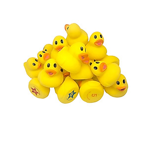Yellow Rubber 2.5" Ducky Matching Game (20 Pack) 1 to 10 Numbers. Soft Rubber Duckies. (10 starred & 10 unstarred) Memory Game for Kids. Fun Educational Learning Toy Preshcoolers Develops Memory