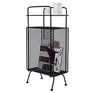 Storage Newspaper Baskets Wrought Iron Bookshelf Magazine Rack Rack Indoor Living Room Floor Debris Sofa Rack (Color : Black, Size : 3420.573cm)