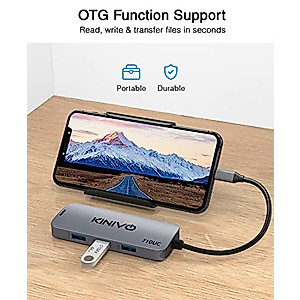 Kinivo 710UC USB C Hub (7 Port USB-C Adapter- 3 USB 3.0-5Gbps Data, 4K HDMI, 100W PD, SD, TF Card Reader) - Compatible with MacBook Pro Air (Thunderbolt 3), iPad Pro, Chromebook, XPS, Samsung