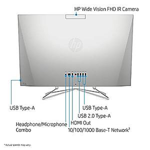 HP 27-inch Touchscreen All-in-One Desktop Computer, AMD Ryzen 5 4500U Processor,16 GB RAM, 512 GB SSD, Windows 10 Home (27-dp0160, Silver)