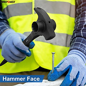 MAXPOWER 3/4" x 7/8" Scaffold Ratchet Wrench, Spud Podger Spanner, Multifunctional Functions with Claw Pry Bar and Hammer Face