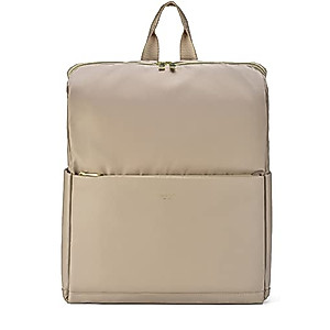 Kah&Kee Cute Travel Backpacks for Womens Fashion Lightweight Water-Resistant Commuting Gym Pockets Fake-Leather Nylon Stitching 2 PCS (Metallic Gold)