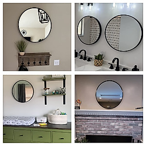 Oruii Black Circle Mirror, 20 inch Round Mirror, Wall Mirror Circular, Black Bathroom Mirror, Round Wall Mirrors for Living Room, Bedroom, Bathroom, Washroom, Rustic, Vanity.