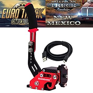 Obokidlyamor USB Handbrake Compatible with Logitech G920 Racing Wheel on Xbox Series S/X Console; PC System USB Handbrake SIM With Clamp Plate for Racing Games G923 (Only Handbrake, Red)