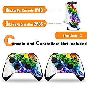 FOTTCZ Vinyl Skin for Xbox Series X Console and Controllers, Sticker Decal Protect Xbox Series X Devices - Rainbow Band