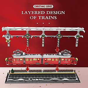 MISINI 66034 Steam Train Building Blocks, 2822 Pcs Train Building Set with Lights, Collectible Christmas elements Steam Locomotive Display Toys kit with Train Tracks, Top Present for Train Lovers