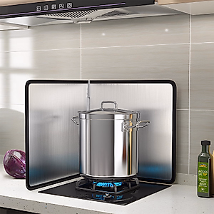 Foldable Stove Splatter Guard Grease Shield Nonstick Oil Stove Splash Guard Cooking Splatter Screen Kitchen Backsplash Protector For Stove Top Wall Gas Range Frying Pan Camping… (Height 30cm)