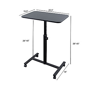 Stand Up Desk Store Height Adjustable Single Column Rolling Standing Desk Laptop Stand - Black