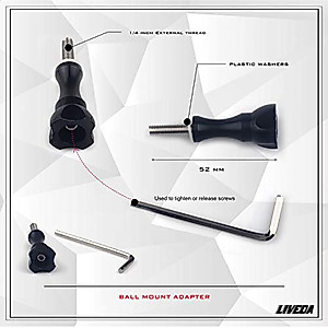 Ball Mount Adapter for Gopro Hero Series/Yi/Coyote/AKASO/SJCAM Sports Camera, Compatible with RAM Mounts, Rotating Ball Head Mount with Metal Screws