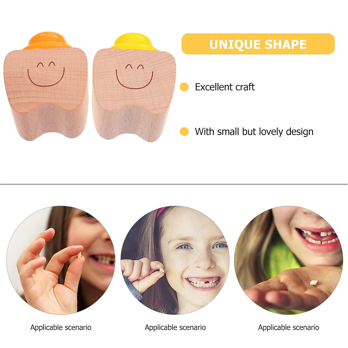2pcs Baby Tooth Box Keepsake Cartoon Wooden Tooth Storage Saver Box for Lost Teeth Children Newborn Baby Birthday Shower