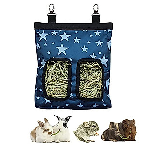 Guinea Pig Hay Feeder, Hanging Rabbit Hay Feeder Bag for Guinea Pigs Bunnies Chinchillas. Stars
