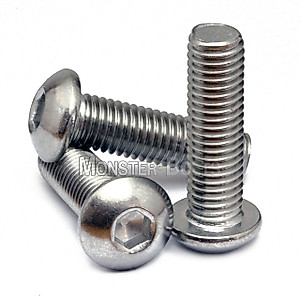 MonsterBolts - 1/4"-20 x 1 1/2" Button Head Socket Cap Screws, ASME B18.3, Stainless Steel, 20 Pack