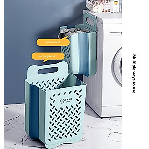 Large-capacity Wall-mounted Laundry Hamper, Household Folding Clothes Storage Laundry Basket, Plastic Dirty Clothes Basket. (White)