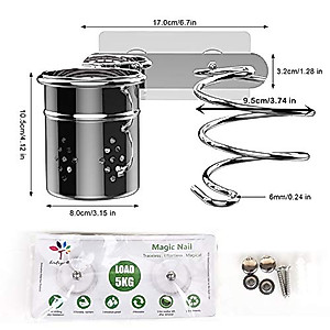 EINFAGOOD Hair Dryer Holder Wall Mount with Adhesive Pads, Bathroom Organizer Storage Cylindrical Cup, Stainless Steel Polished Finish (2. Hair Dryer Holder)