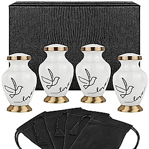 Trupoint Memorials Cremation Urns for Human Ashes - Decorative Urns, Urns for Human Ashes Female & Male, Urns for Ashes Adult Female, Funeral Urns - White, 4 Small Keepsakes