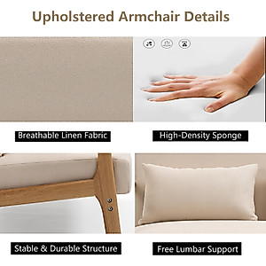 Zacis Loveseat Sofa 2 Seater Linen Fabric Love Seat Couch Modern Solid Wood Frame Sofa with 2 Waist Cushions for Small Space Office Living Room Bedroom, Beige