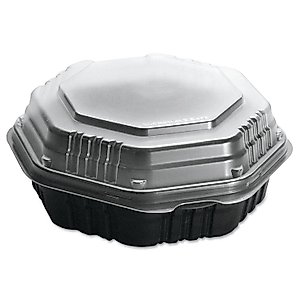 Solo 809011-PP94 9 in Black/Clear Microwavable PP Plastic Hinged Container, 9.55 X 9.13 in (Case of 100)