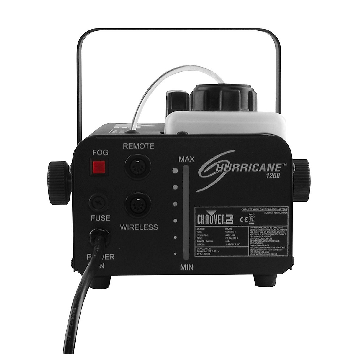 CHAUVET Hurricane H1200 Fog/Smoke Machine + FC-W Wireless Remote + FJU Fog Fluid