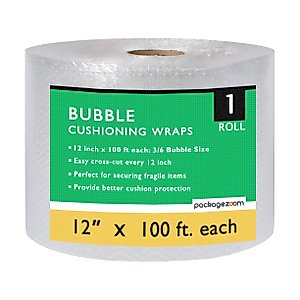 Bubble Cushioning Wrap 12 Inch x 100 Feet Perforated Every 12” Shipping Packing Moving Supplies for Packing 1 Roll