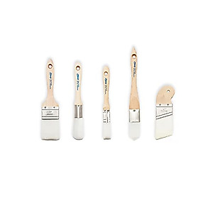 Zibra 5-Piece DIY Paint Brush Set with Detail and 2-inch Paint Brushes for Walls, Trim and Furniture, White