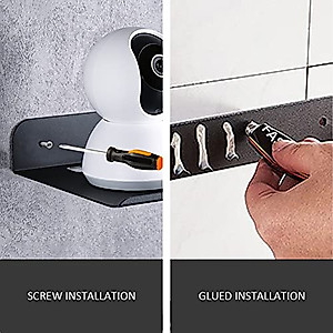 OLizee® Drill-Free Wall Mount Floating Display Shelf with Cable Hole Baby Monitor Projector Wall Shelf Video Camera Wall Holder WiFi Router Storage Shelf Smart Speaker Wall Shelf Large