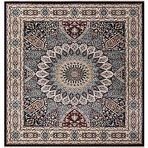 Unique Loom Narenj Collection Area Rug - Adams (10' Square, Navy Blue/Beige)