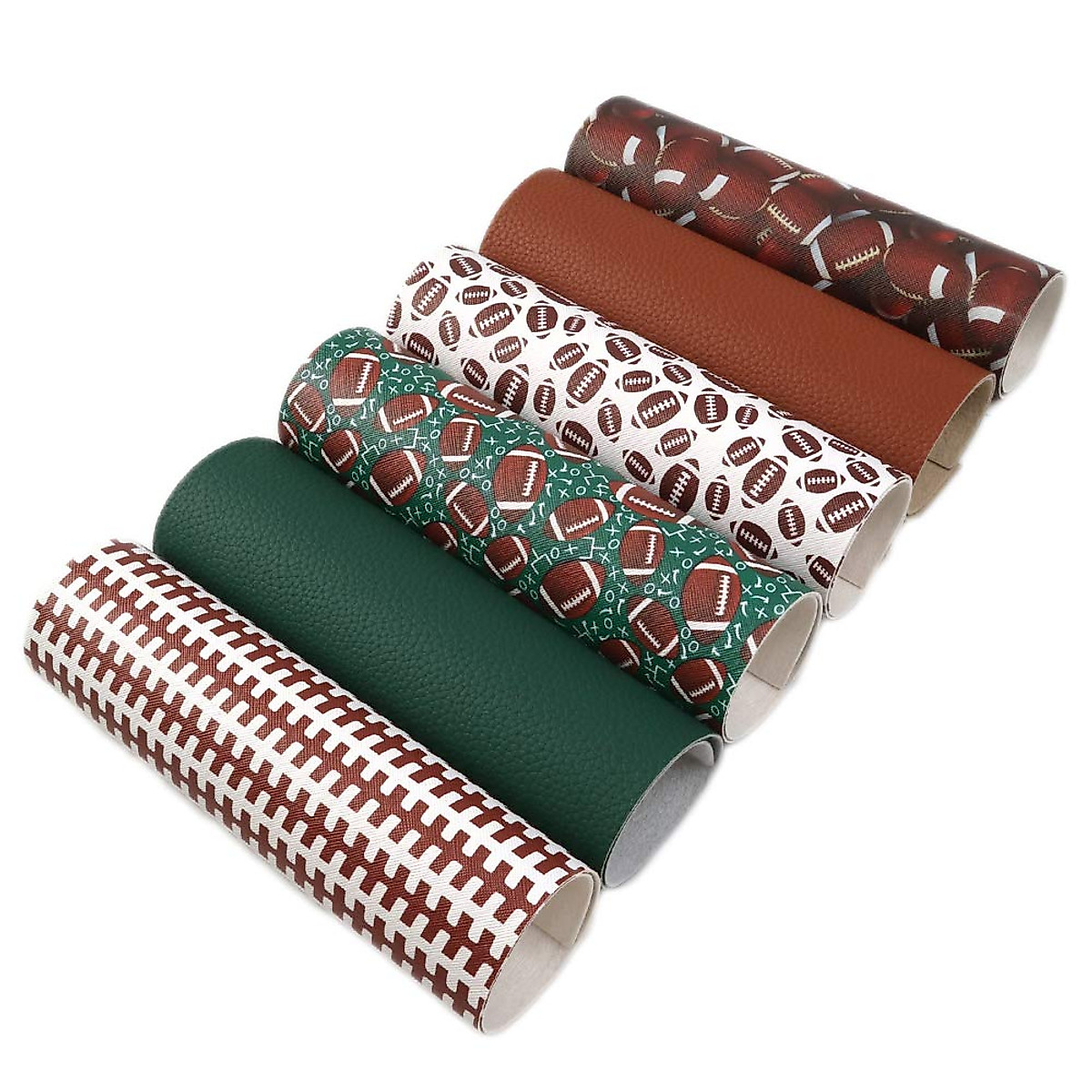 David Angie Football Soccer Ball Printed Faux Leather Sheet PU Textured Grain Leather Sheet Assorted 6 PCS 7.9" x 13.4" (20 cm x 34 cm) for Hair Accessories DIY Crafts Making (Ball)