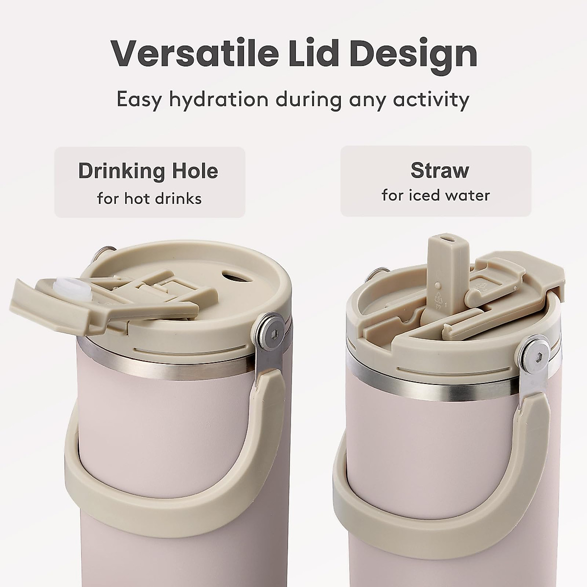 COKTIK 40 oz Tumbler with Handle and Straw, Double Insulated Tumblers with Flip Straw and Top Handle, Leakproof Tumbler, Stanley Cup, Insulated Water Bottle (Brown Metal)