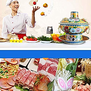 Chafing Dishes Casserole Pot For Hob And Oven Creative Cloisonne Copper Hot Pot Electric Copper Hot Pot Household Charcoal Copper Pot Retro Hot Pot (Color : Yellow, Size : 32cm)