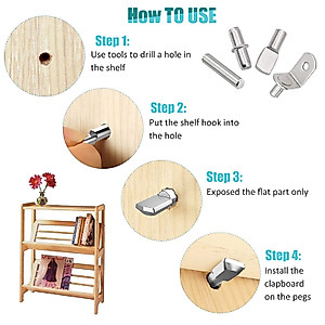 104Pcs Shelf Pins Kit,4 Styles Nickel Plated Shelf Support Pegs,Bookshelf Pegs for Shelves,Cabinet Shelf Bracket Pegs Shelf Pins Holders for Kitchen Furniture & Closet ( 5mm & 1/4inch )