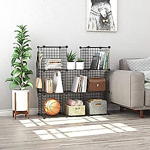 C&AHOME Wire Cube Storage, 8-Cube Organizer Metal C Grids Storage, Storage Bins Shelving, Modular Book Shelf, DIY Closet Cabinet Ideal for Living Room, Home, Office 24.8" L x 12.4" W x 48.4" H Black