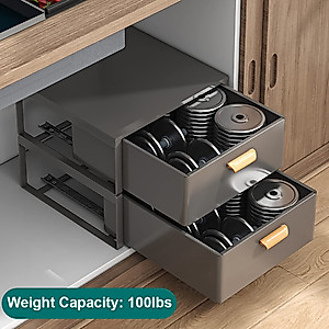 ZHOHO TANT Sliding Cabinet Drawer Organizer, Super Heavy Duty Steel Pull-Out Unit Organizer Drawer with Lid, for Cabinet, Countertop, Home and Office(W15.75'' x D16.1'' x H6.77'' Assembly Free)
