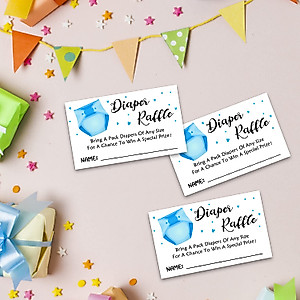 Diaper Raffle Baby Shower Game -Blue Diapers Insert Ticket - Baby boy Shower Game -Baby boy Shower Ideas- Baby Showers Decorations - Baby Showers Party Decorations Game Cards Kit (1 Sign & 50 Cards)